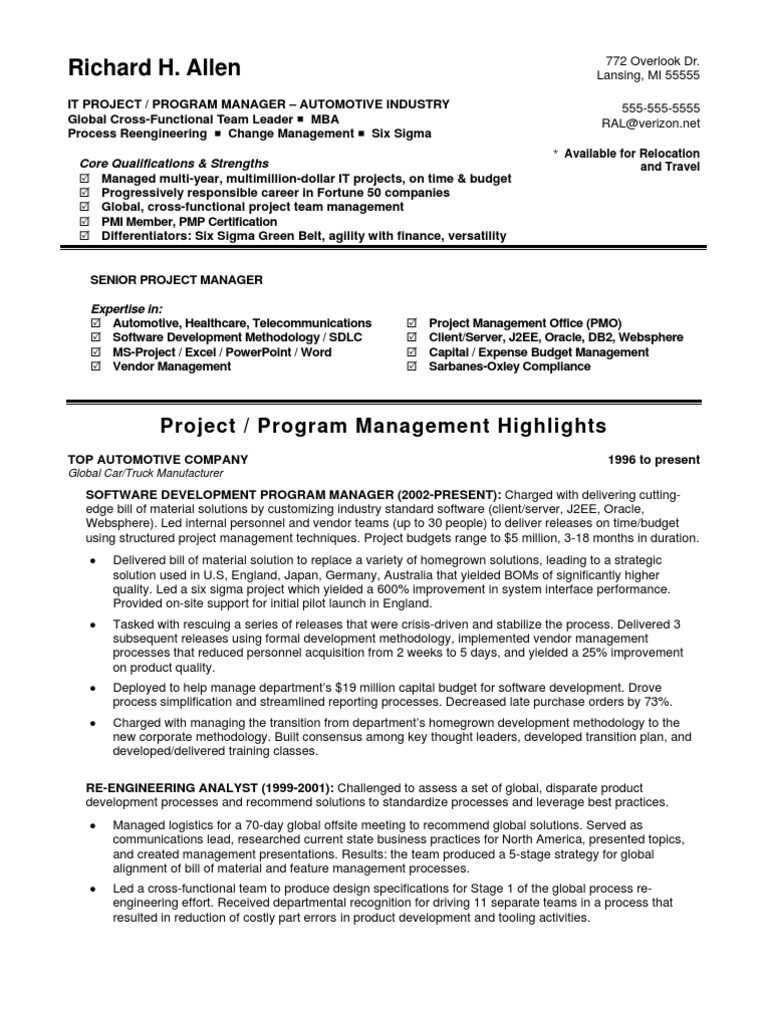 IT Program Manager Resume | PDF | Programmer | Software Development Process