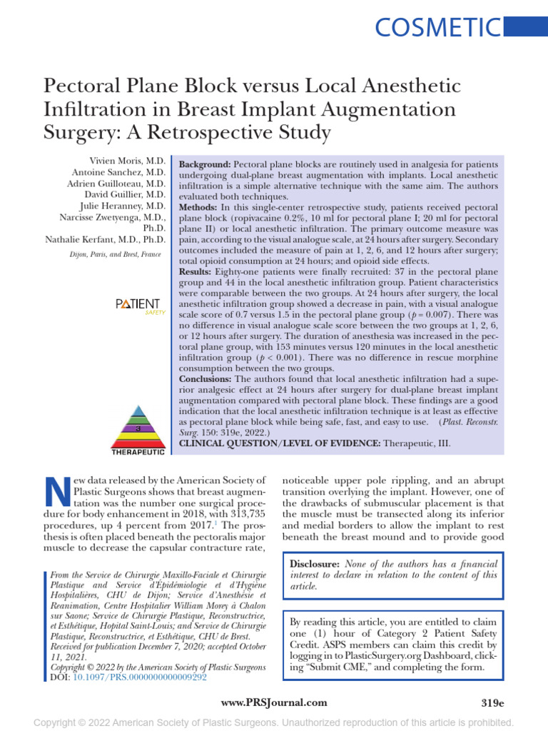 Pectoral Plane Block Versus Local Anesthetic.15 | PDF | Anesthesia ...