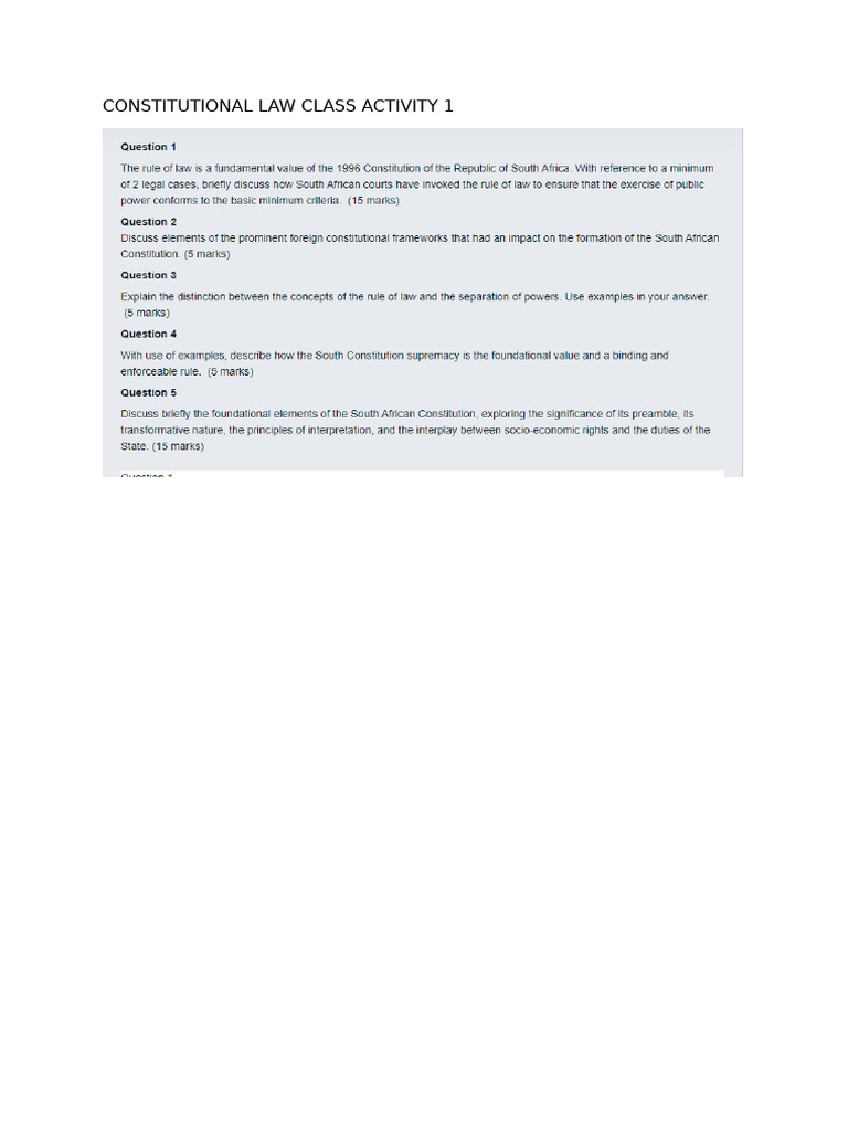 Constitutional Law Class Activity 1 | PDF