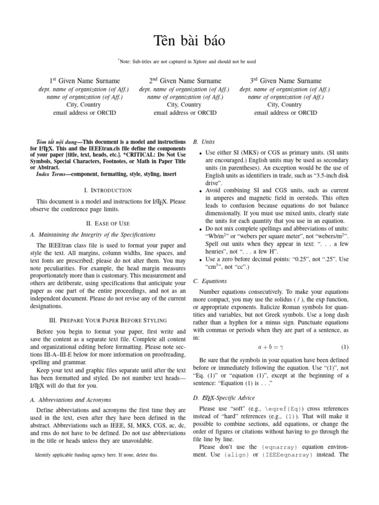 IEEE Conference Template | PDF | Note (Typography) | International ...