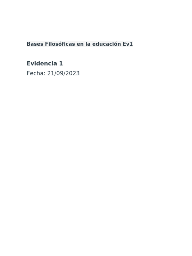 Bases Filosoficas de la Educación Evidencia 1 | PDF | Felicidad | Las ...