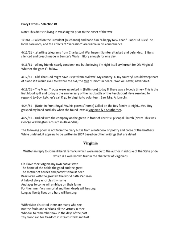 Petty Brothers' Diaries 2026 | PDF | Diary | Confederate States Of America