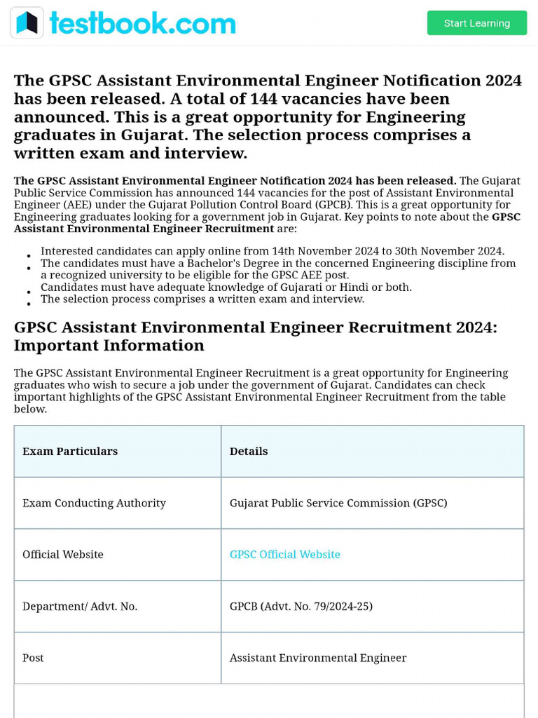 GPSC Assistant Environmental EngineerExam Info | PDF