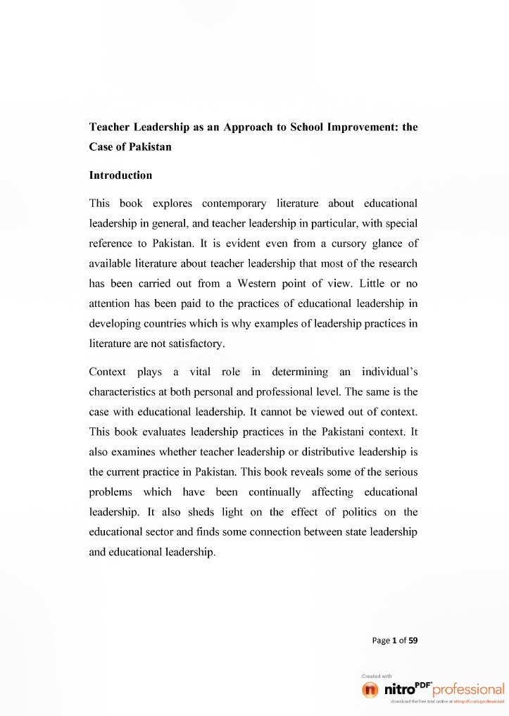 Teacaher Leadership in Pakistan | PDF | Foreign Language Studies