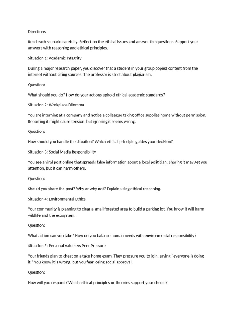 Ethics Activities | PDF
