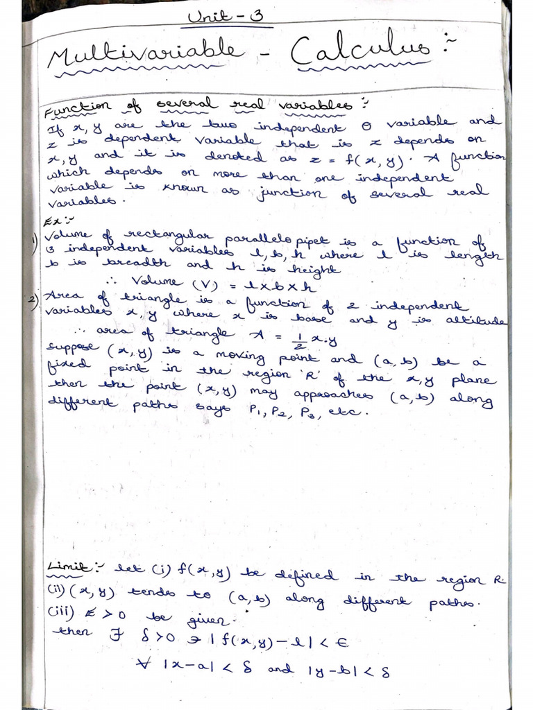 Maths Unit-3 Multivariable Calculus | PDF
