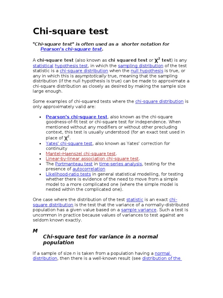 Chi Square Test | PDF | Chi Squared Test | Chi Squared Distribution