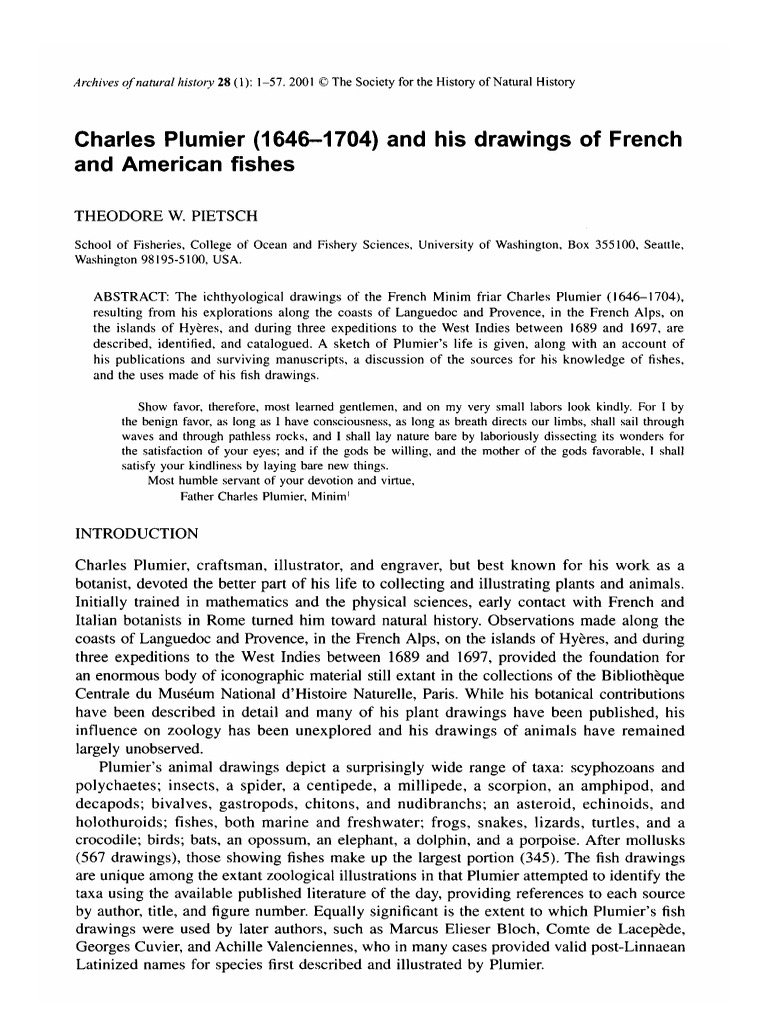 Charles Plumier and his drawings | PDF