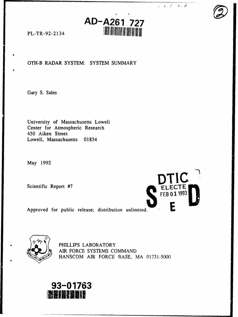 OTH-B Radar System - System Summary | PDF | Decibel | Radar