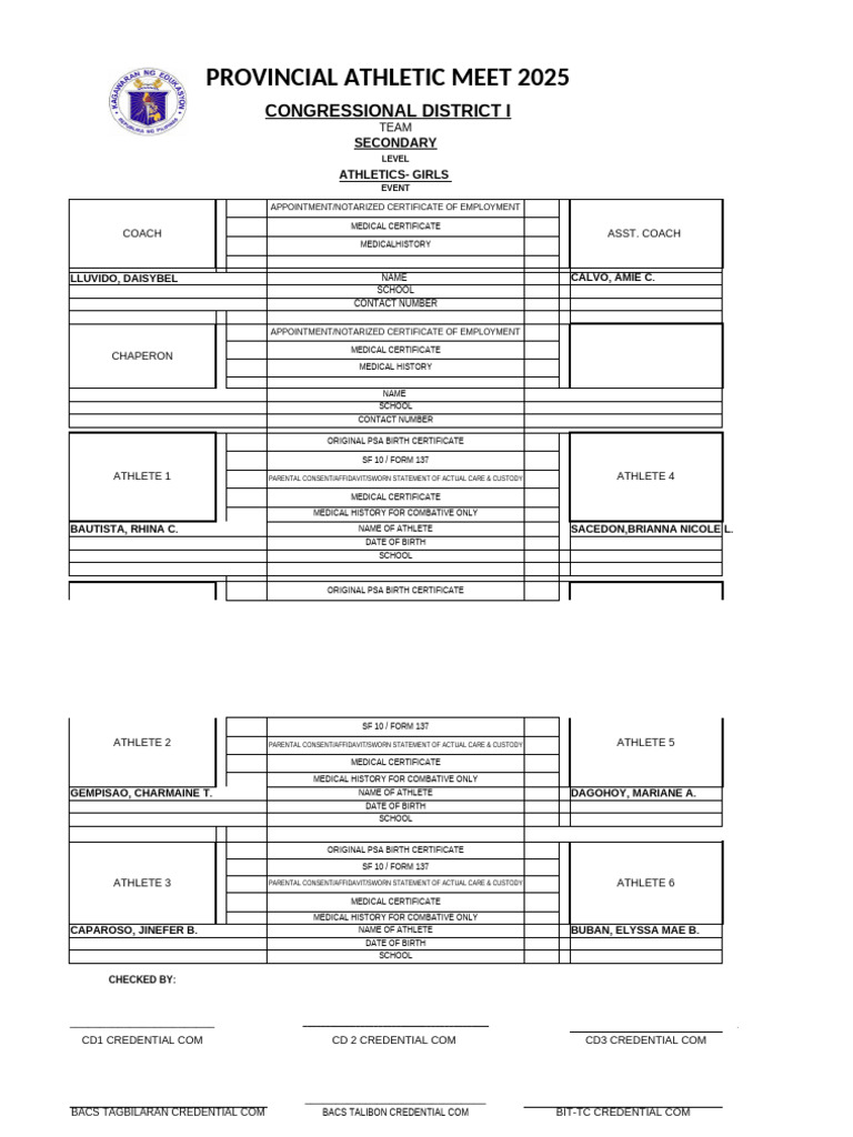 Permit To Play For Provincial Meet 2025 Sec Girls | PDF | Evidence ...