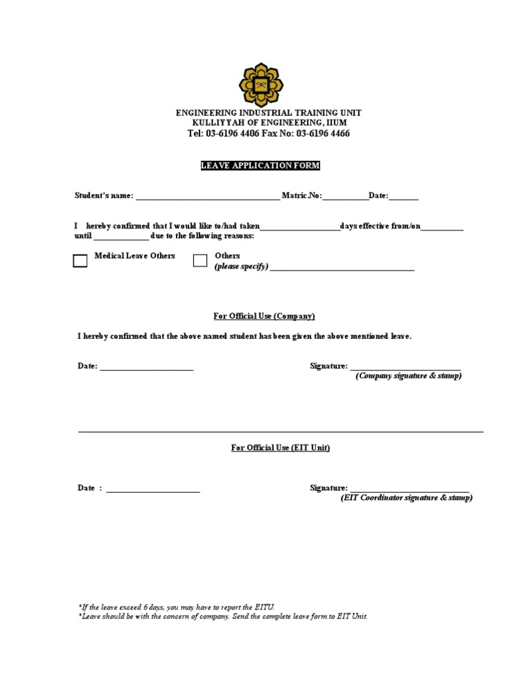 ITI Leave Application Form | PDF | Career & Growth | Business