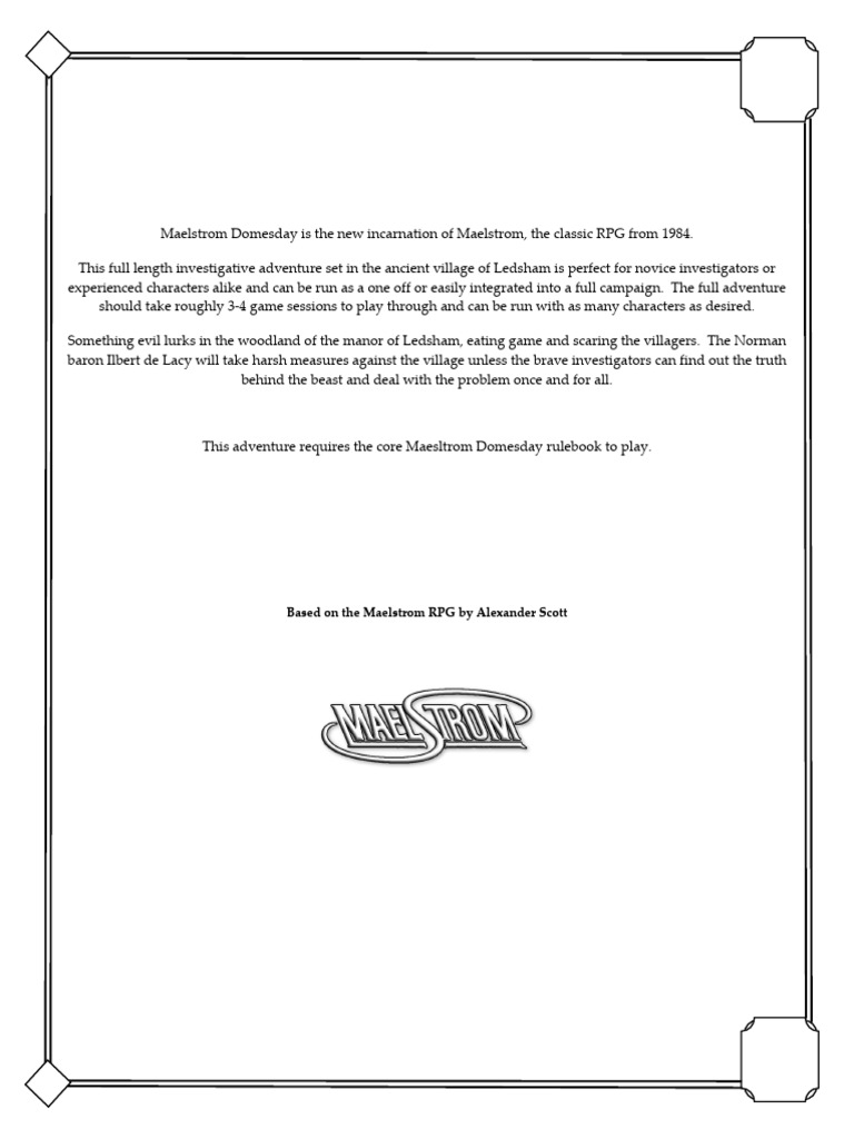 Maelstrom Domesday - The Beast of Ledsham [OEF] | PDF