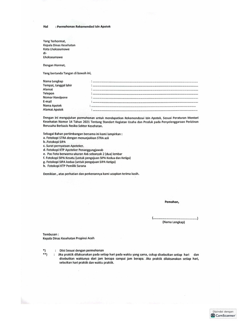 Permohonan Ijin Apotek | PDF