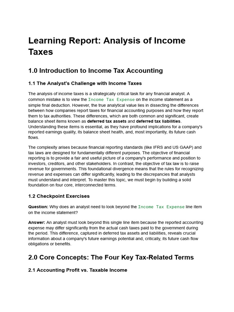 9. Analysis of Income Taxes (Reading 35) | PDF | Deferred Tax | Tax Expense