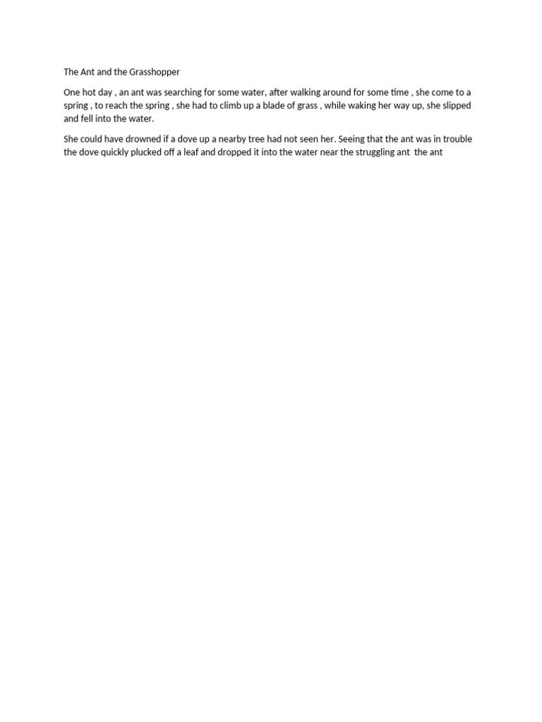 The Ant and The Grasshopper | PDF