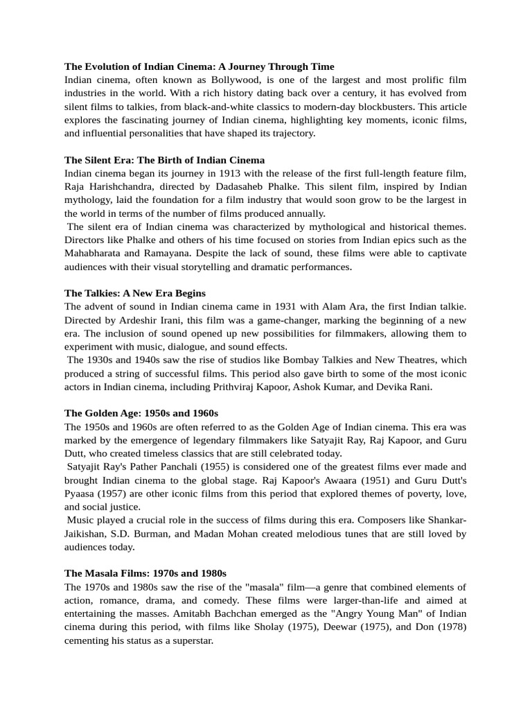 Evolution of Indian Cinema | PDF | Cinema Of India
