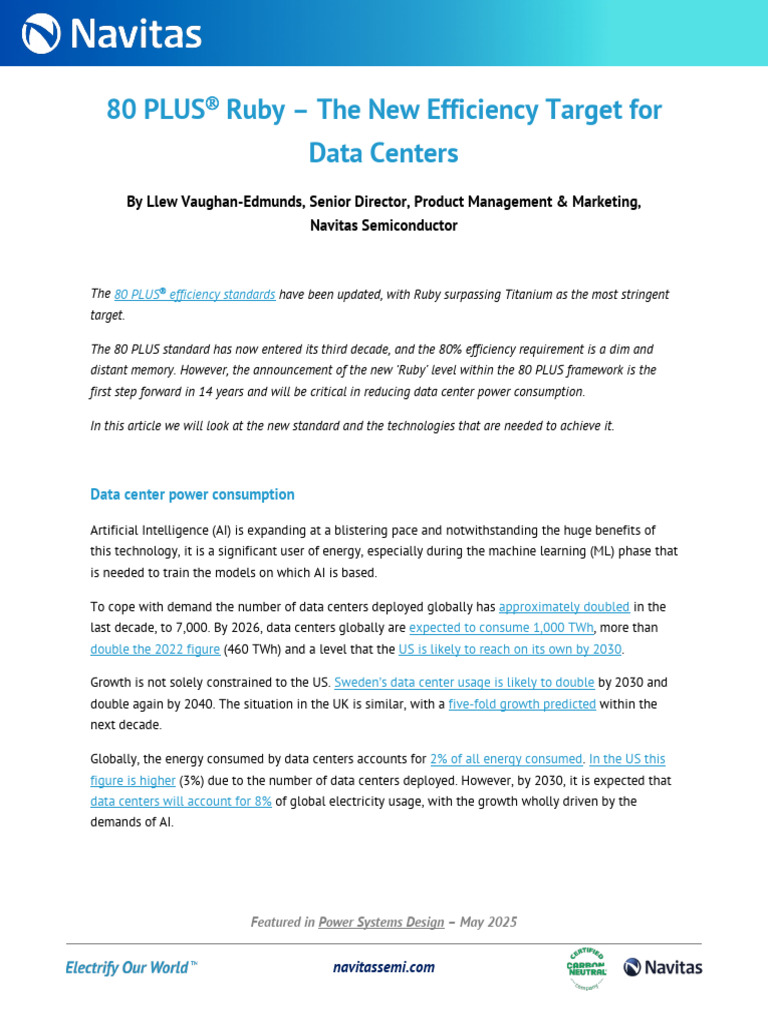 80 PLUS Ruby – the New Efficiency Target for Data Centers | PDF | Data ...