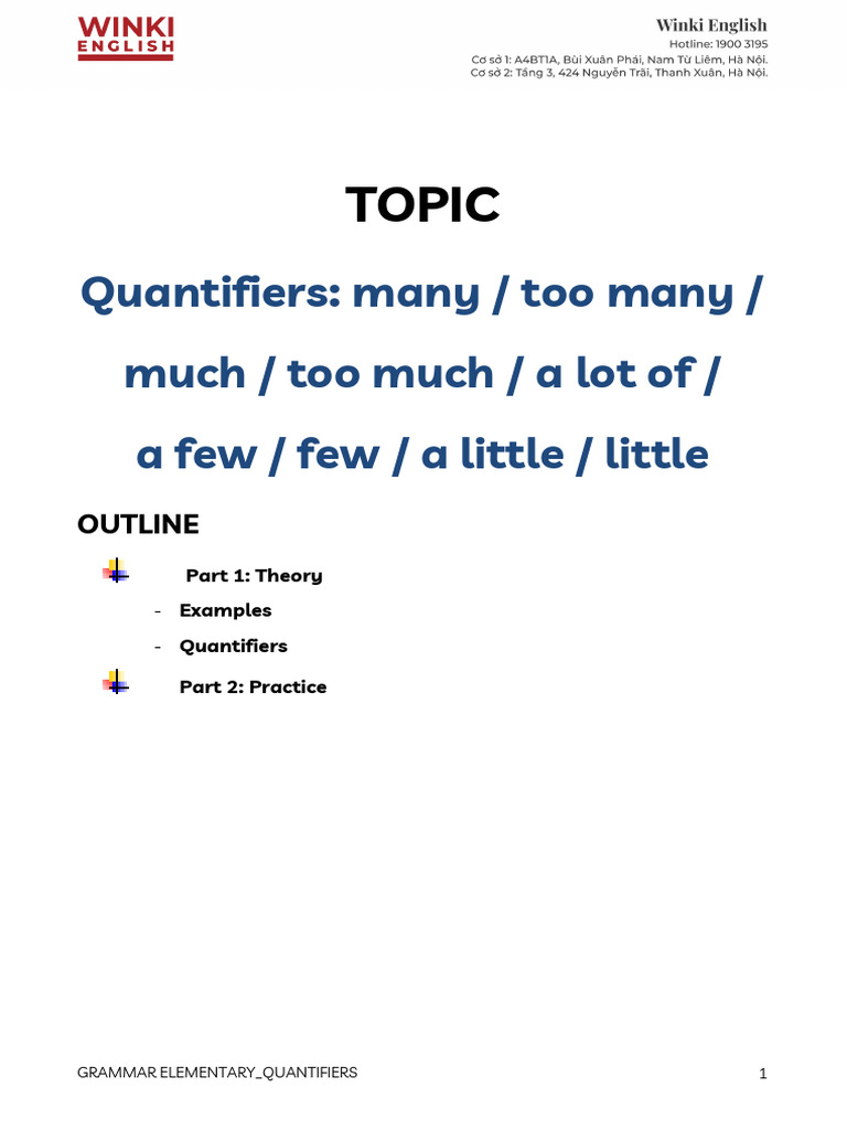 (GE) Lesson 4 - Quantifiers - many-Much-A Lot Of-A Few-few-A Little ...