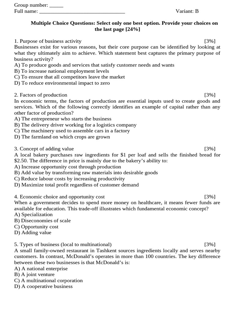 Final Assessment Option B | PDF | Entrepreneurship | Factors Of Production