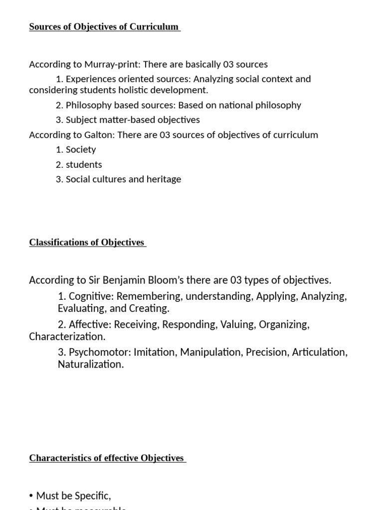 Sources of Objectives of Curriculum | PDF | Curriculum | Educational ...