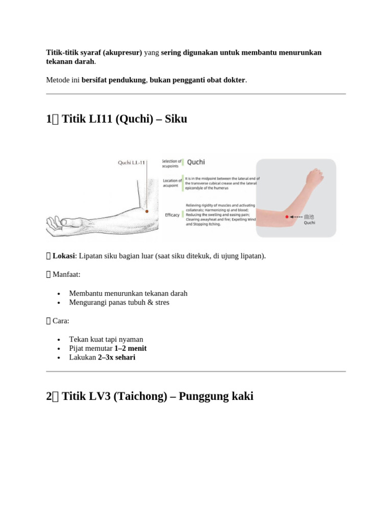 Titik-Titik Akupresur Untuk Menurunkan Tekanan Darah | PDF