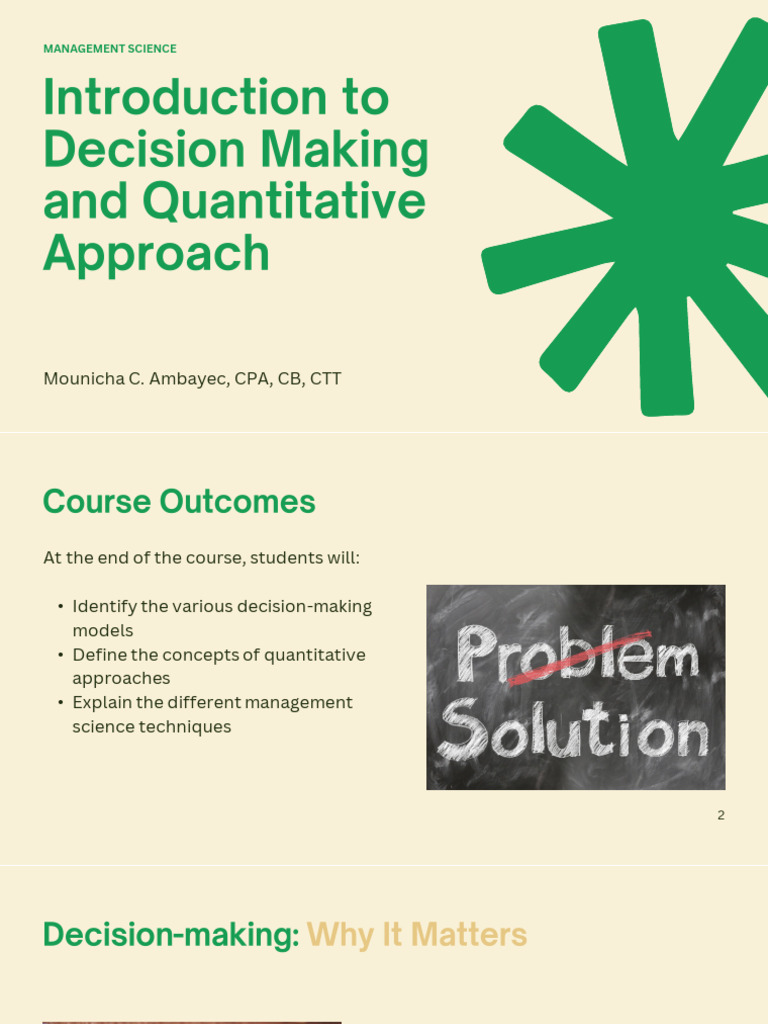 Introduction to Decision Making Decision Making Analysis | PDF | Decision Making | Rationality