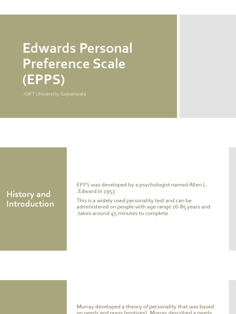 Edwards Personal Preference Scale (EPPS).Pptx | PDF | Social Psychology ...