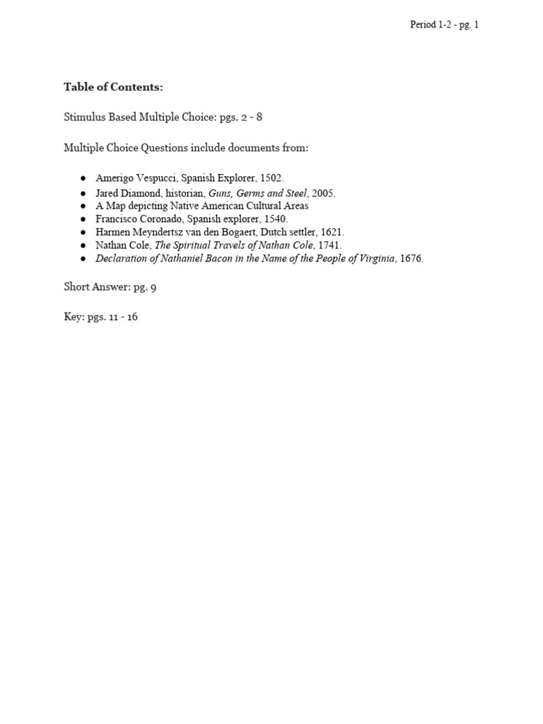 Period 1 and Period 2 - Stimulus Based Multiple Choice | PDF | European ...
