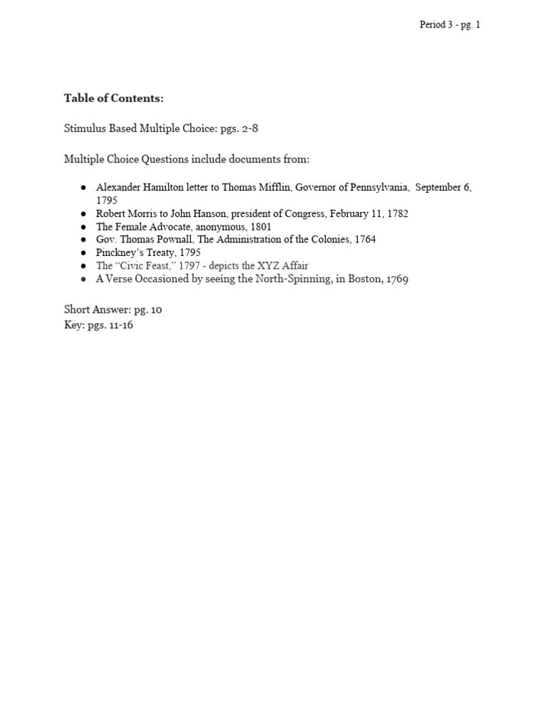 Period 3 - Part 2 - Stimulus Based Multiple Choice and Short Answer ...