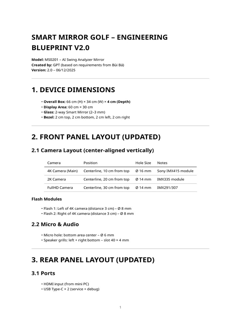 Smart Mirror Ms0201 V2 Blueprint | PDF | Camera | Electronics