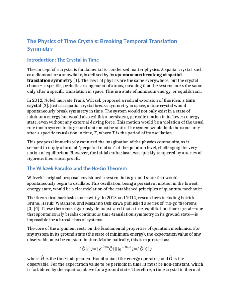 Document 1 Time Crystals | PDF | Physics | Theoretical Physics