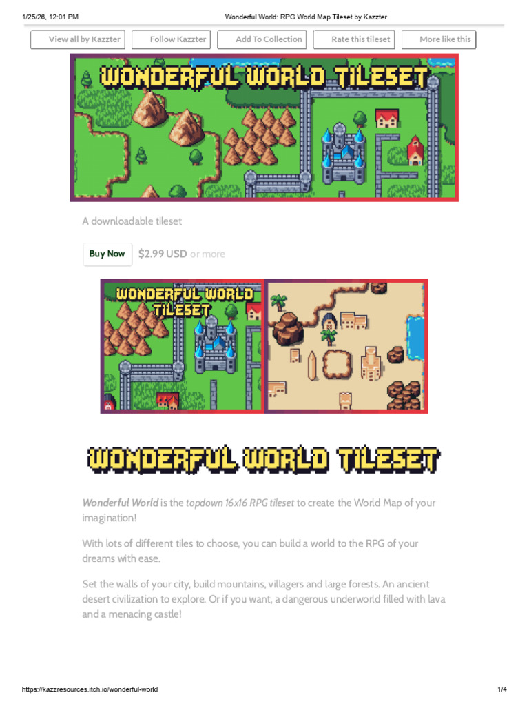 Wonderful World - RPG World Map Tileset by Kazzter | PDF | Video Games