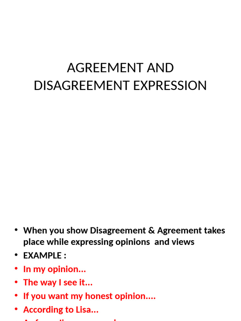 Agreement and Disagreement Expression | PDF