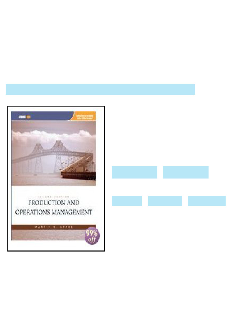 Test Bank for Production and Operations Management 2nd Edition by Starr ...