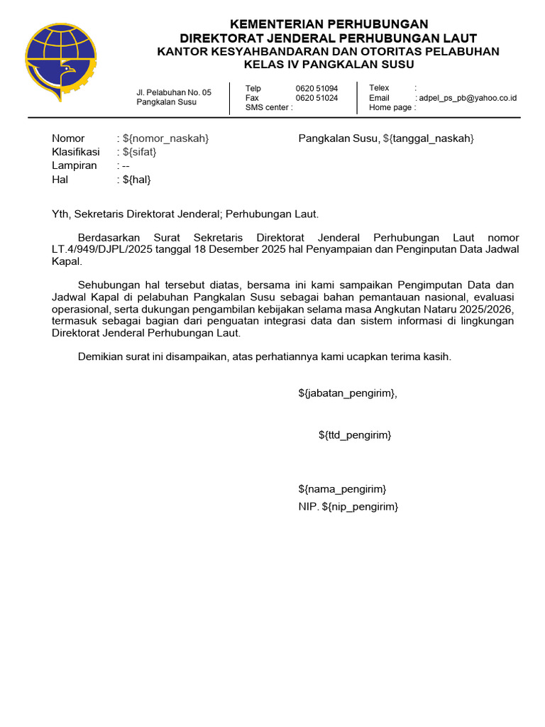 Surat Ke Sesdit DJPL | PDF