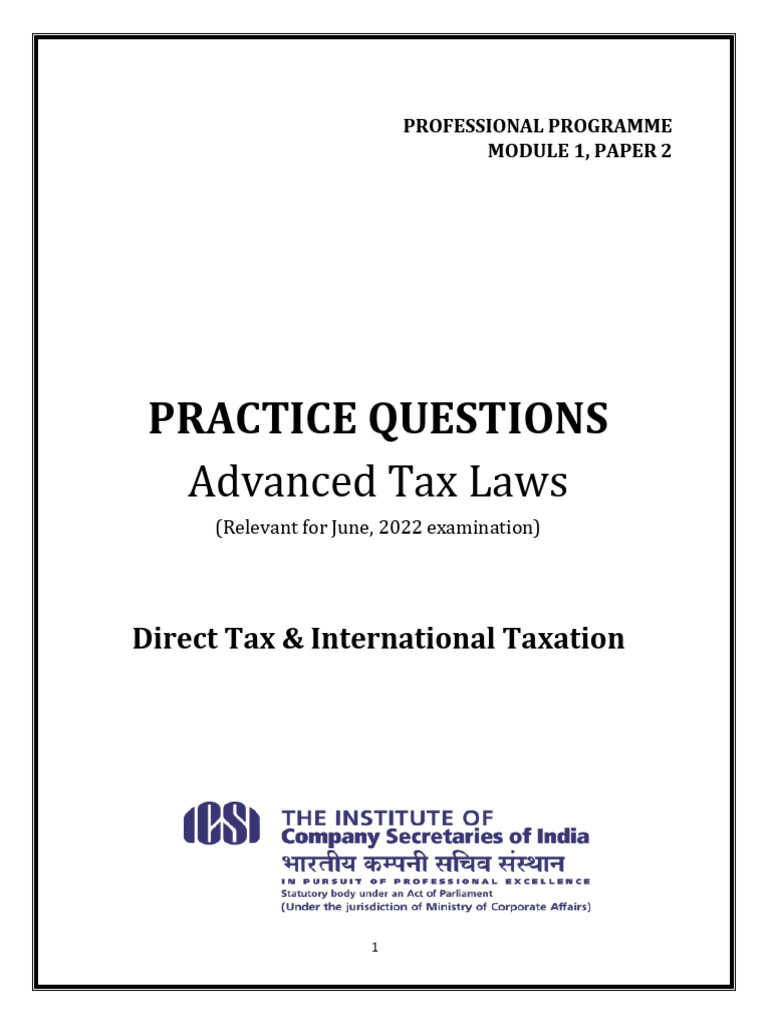 ATLP Practice Questions Direct Tax & International Taxation | PDF ...