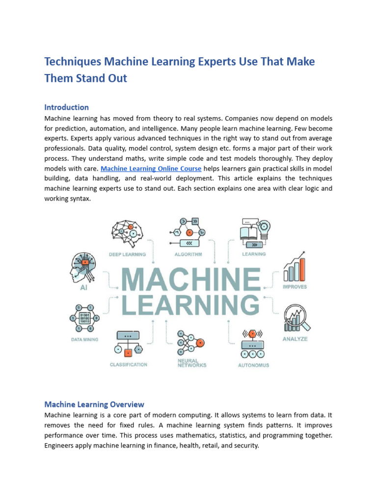 Techniques Machine Learning Experts Use That Make Them Stand Out | PDF | Machine Learning ...