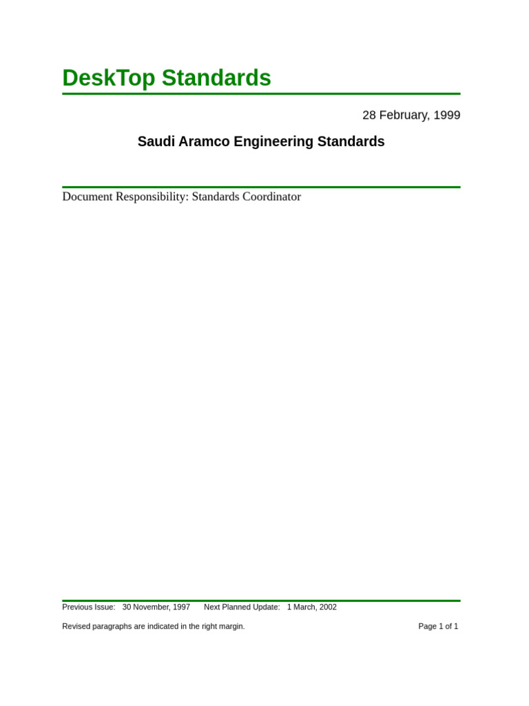 Saudi Aramco Engineering Standard | PDF