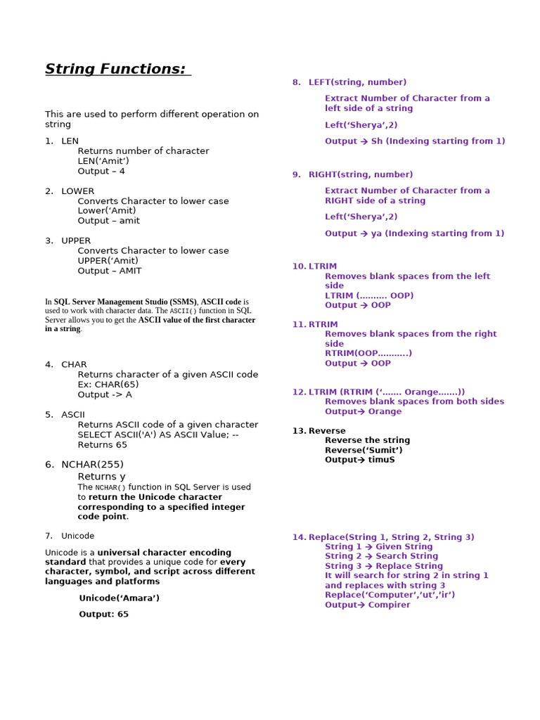 String Functions | PDF | String (Computer Science) | Text