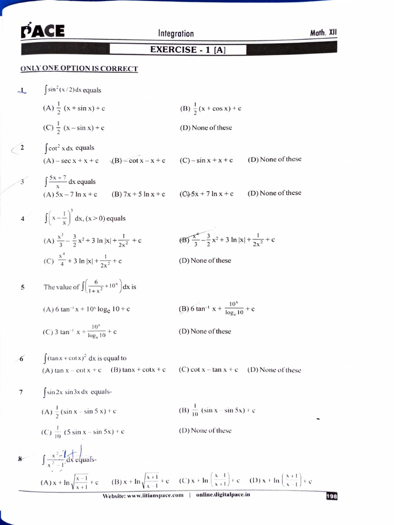 Integration JEE Problems | PDF
