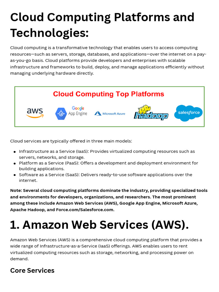 Cloud Computing Platforms and Technologies_20260106_120629_0000 | PDF | Cloud Computing | Apache ...