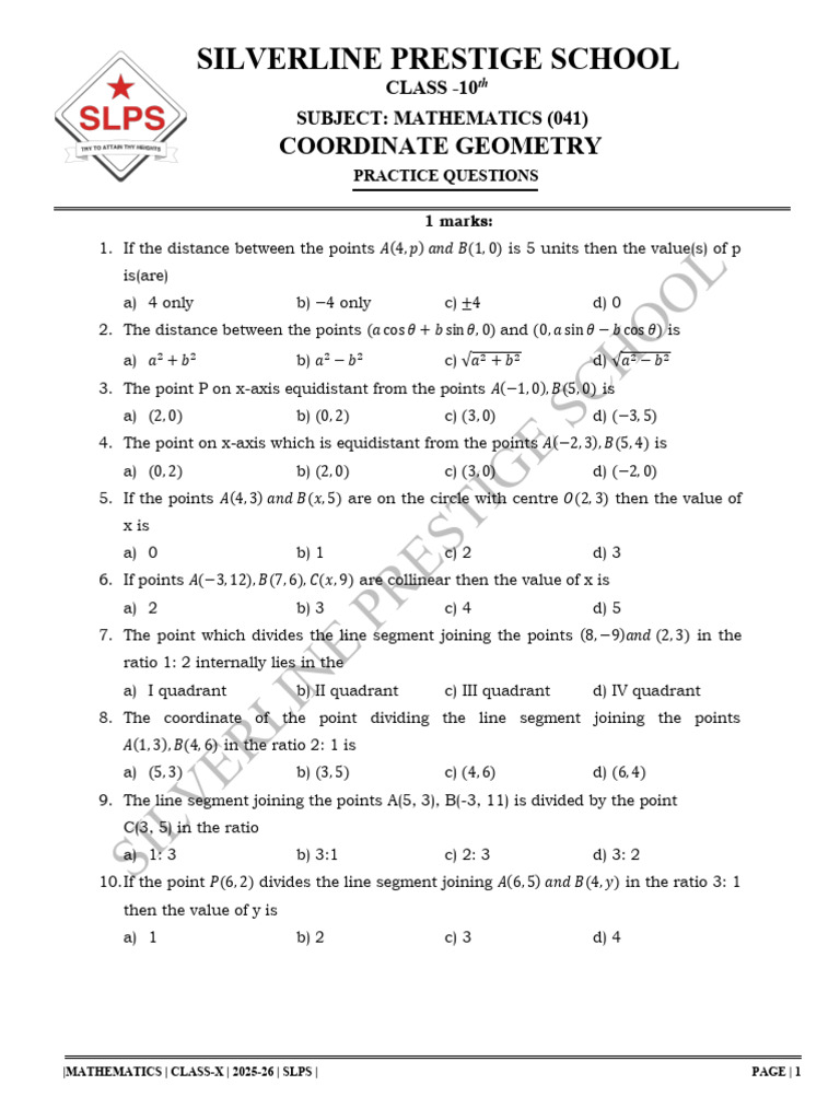 Ch 7 Co-ordinate Geometry class 10 | PDF | Circle | Triangle