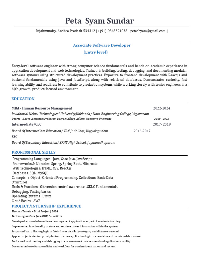 Syam Original Resume3 | PDF | Computer Programming | Object Oriented ...