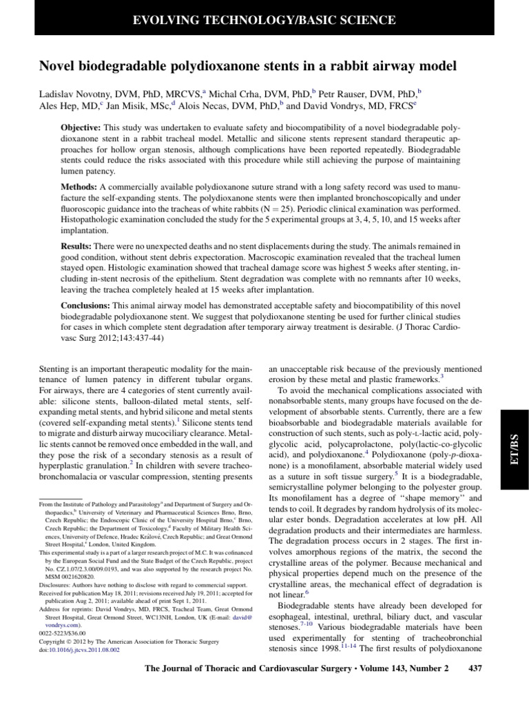 9) PDO안전성_Novel Biodegradable Polydioxanone Stents in a Rabbit Airway ...
