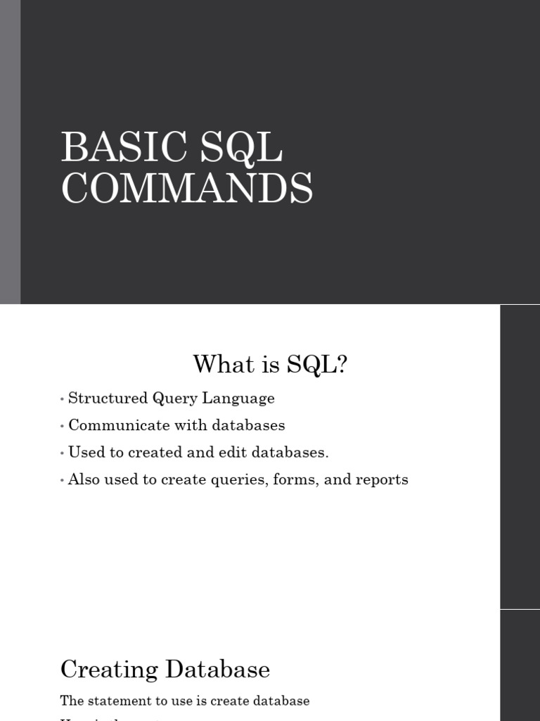 Basic SQL Commands | PDF | Table (Database) | Programming Paradigms