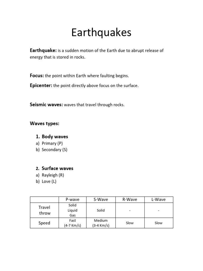 Unit 7 Earthquakes | PDF