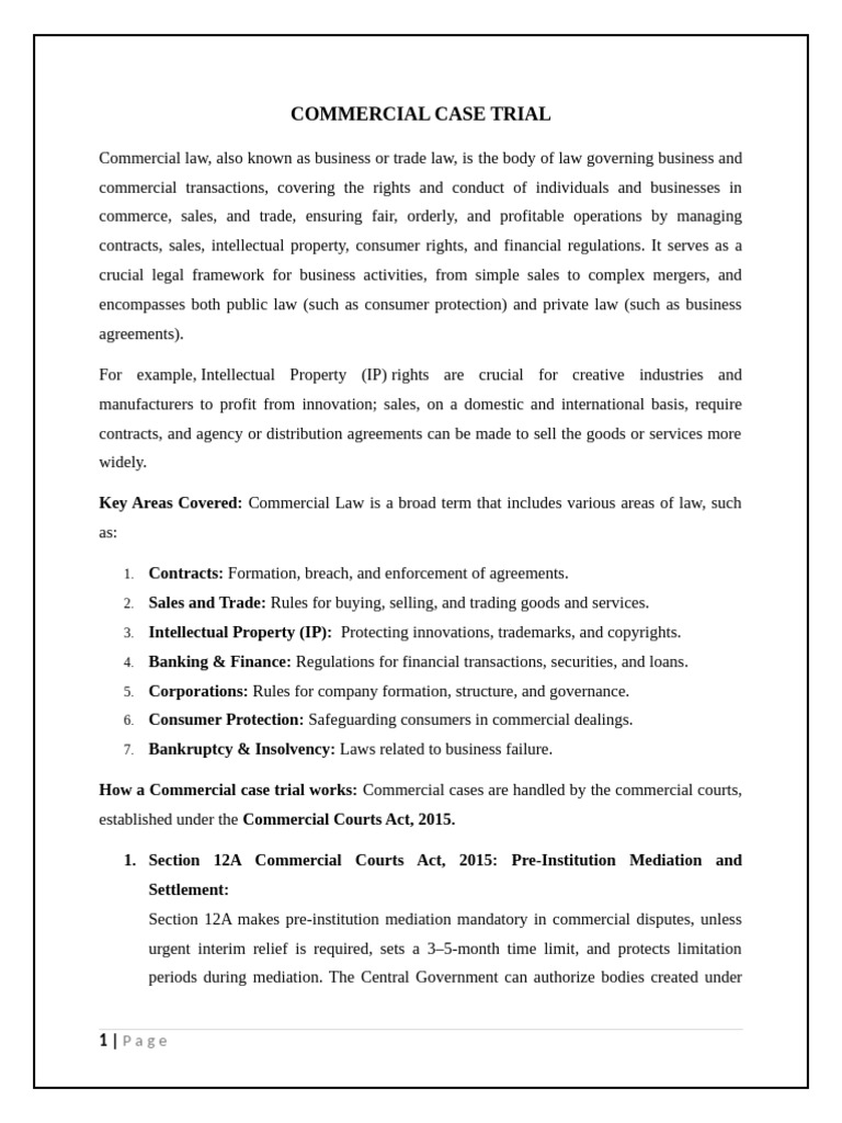 Commercial Case Trial | PDF | Lawsuit | Discovery (Law)