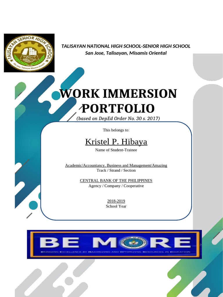 SHS Work Immersion Portfolio (Final) | PDF | Job Interview ...