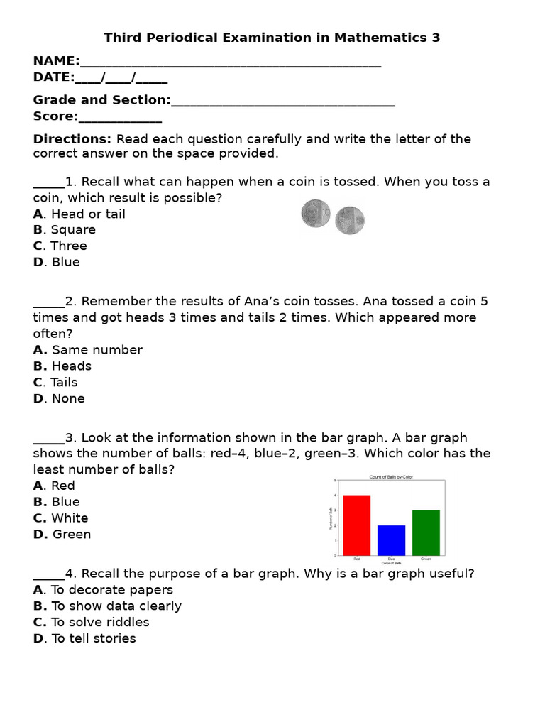 Q-3 Third Periodical Examination in Mathematics 3 | PDF