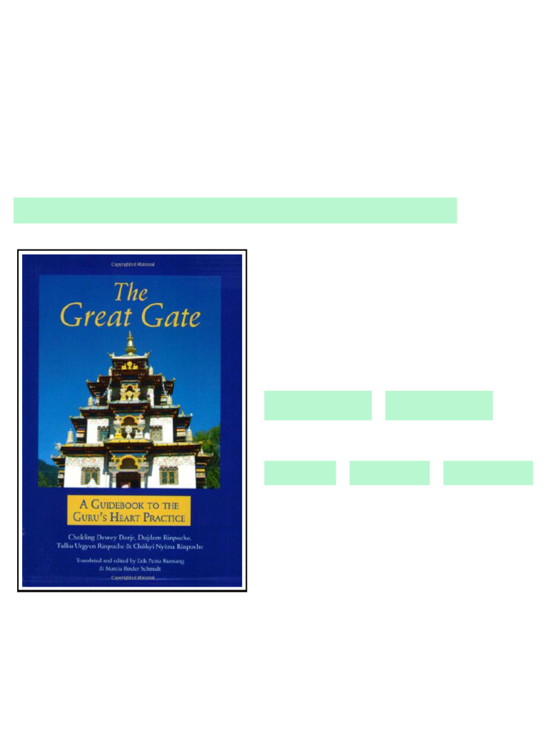 The Great Gate A Guidebook to the Guru s Heart Practice 3rd Edition ...